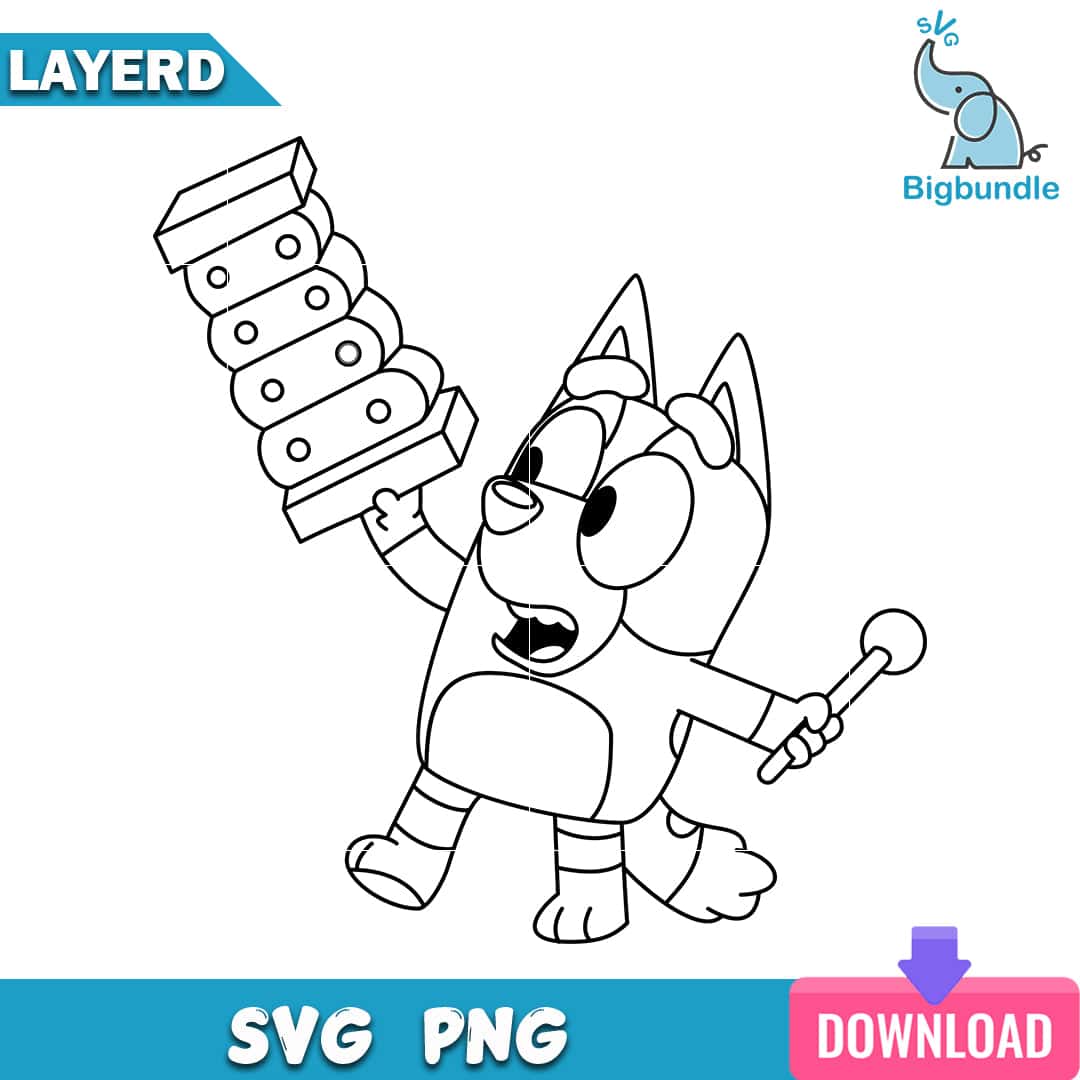 Bingo Bluey Toy Outline Svg Bluey Svg Digital Download Bigbundlesvg