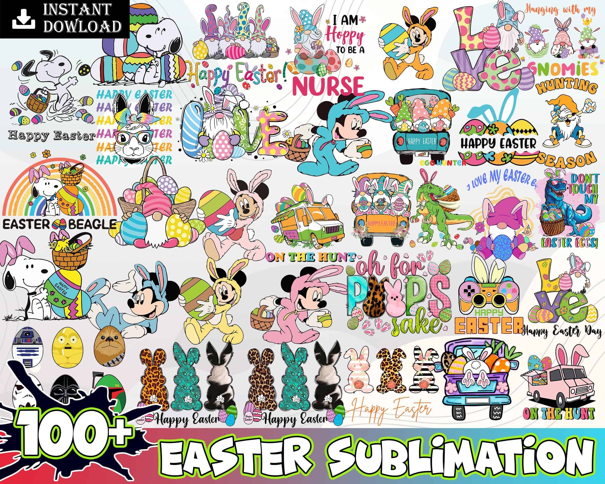 Bundle Mouse And Friends Easter Png, Happy Easter, Mouse Easter Png ...