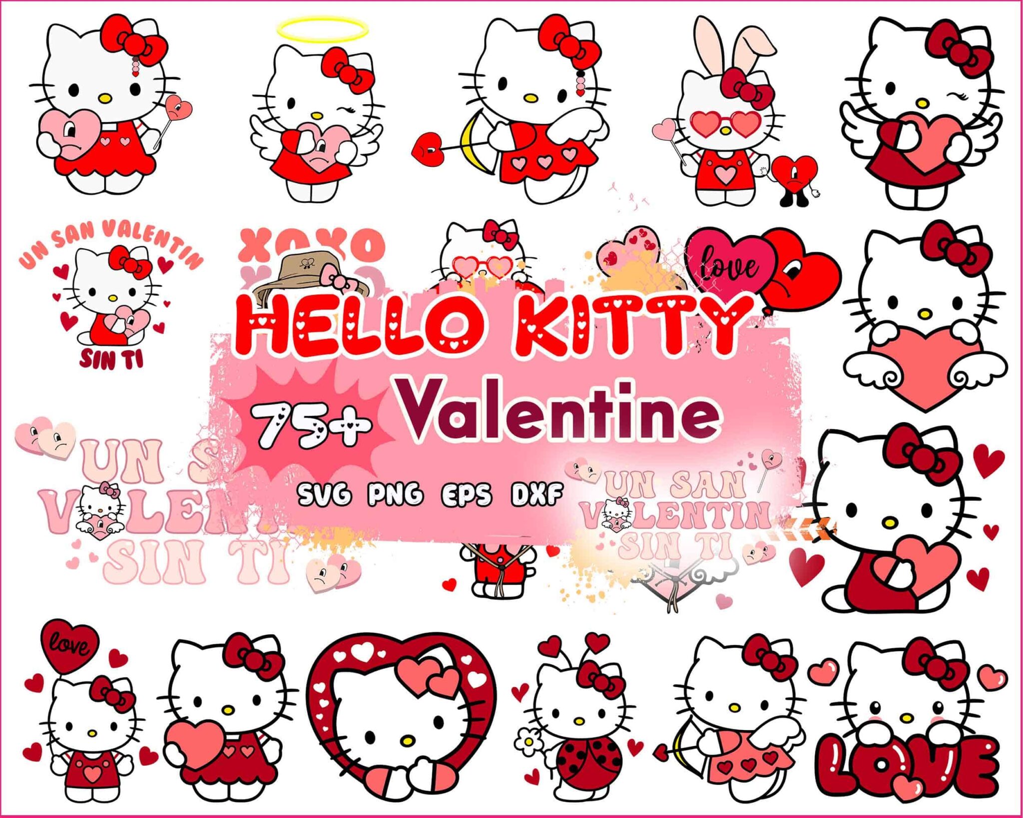 Updated 75+ Valentine Hello Kitty Bundle, Valentine Kawaii Kitty SVG ...